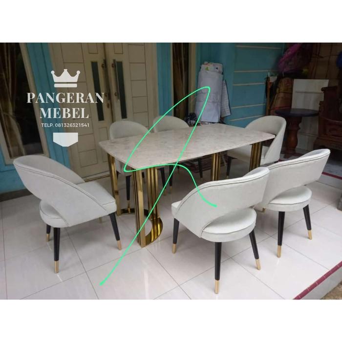 Jual Meja Makan Stainless Gold Marmer Minimalis 6 kursi - set 6 kursi - Kab. Jepara - Pangeran ...