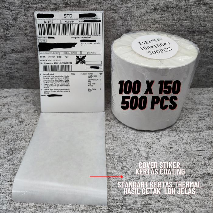 Jual Kertas Label Thermal 100x150 Kertas Sticker Printer Barcode A6 ...