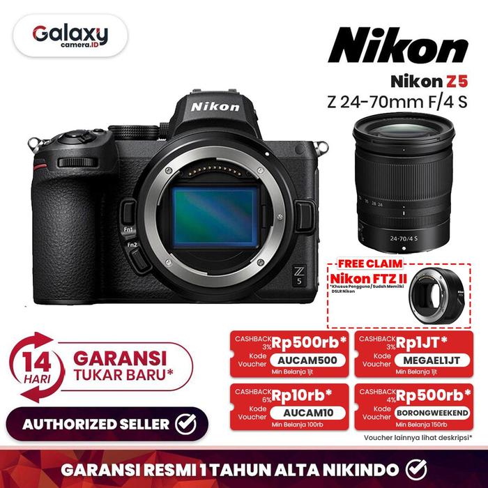 Promo Nikon Z5 Nikon Z 5 kit 24-70mm f4 S Kamera Mirrorless Garansi Resmi Cicil 0% 3x - Kota ...