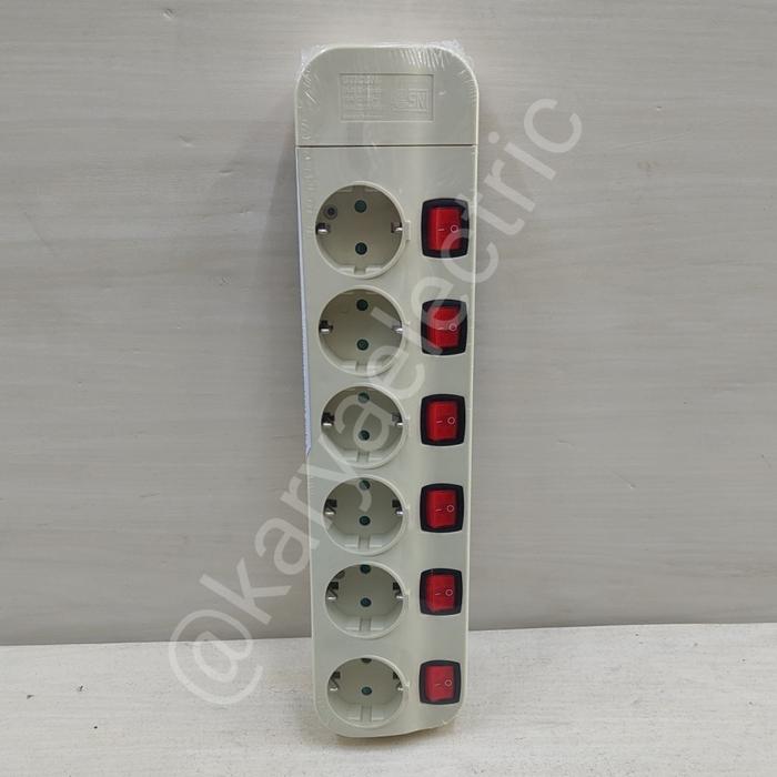 Jual STOP KONTAK UTICON 6 LUBANG SAKLAR MASING2 TANPA KABEL ST-8682 SN ...