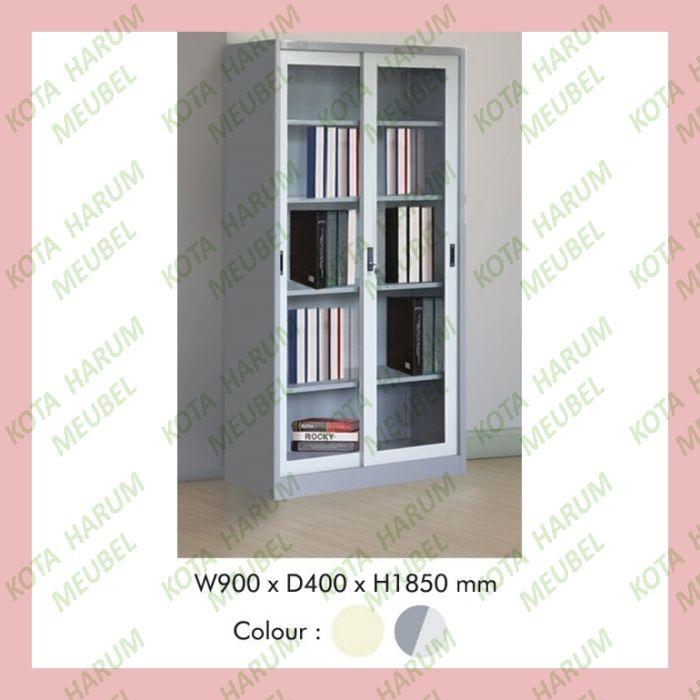 Jual lemari besi untuk berkas arsip odner sliding kaca frontline fce 18 ...