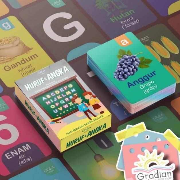 Jual flash card kartu edukasi anak // huruf alfabet angka huruf ...
