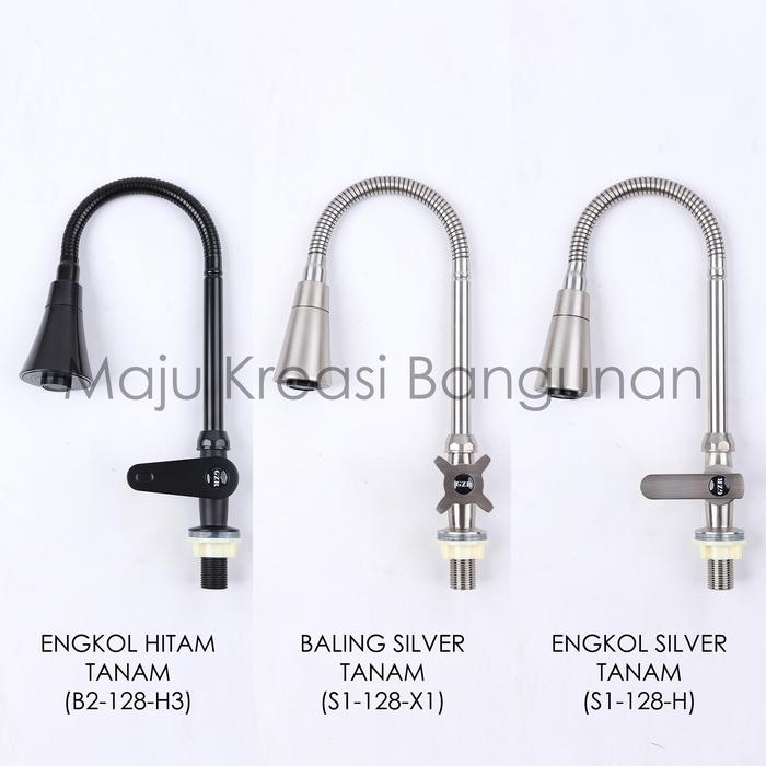 Jual Kran Angsa Fleksibel Tanam Terompet Engkol Baling Keran Hitam ...