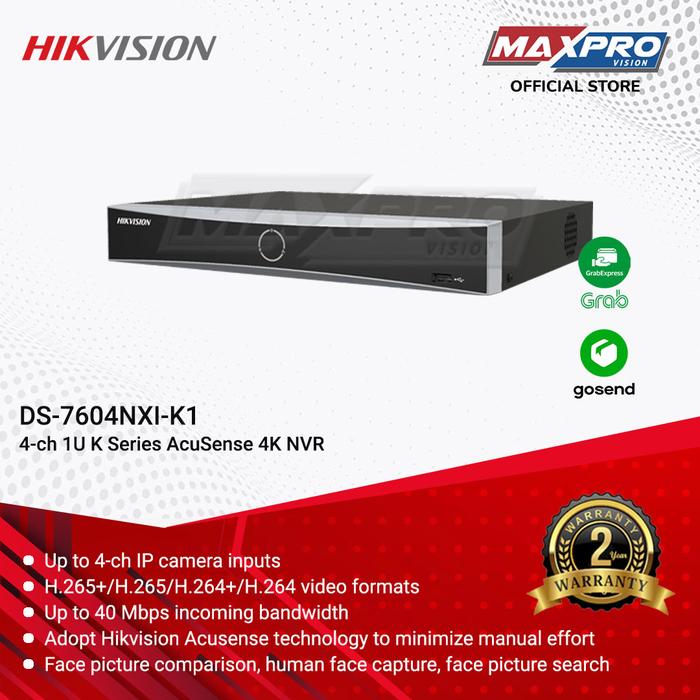 Jual DS-7604NXI-K1 - HIKVISION NVR 4CH ACCUSENSE 4K SUPPORT FACE CAPTURE - Jakarta Barat ...