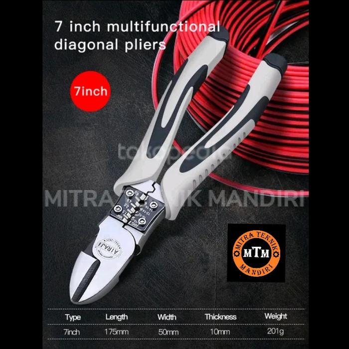 Jual ALAT TANG POTONG DIAGONAL PLIER 7 INCH MULTIFUNGSI PLIERS AIRAJ ...