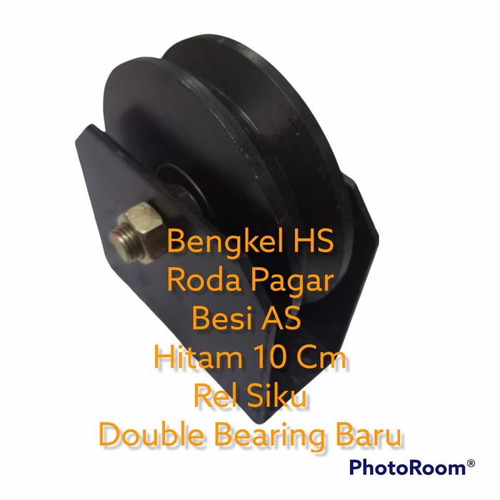 Jual Roda Pagar Besi As Hitam 10 Cm Tebal 32 mm Jalur Rel Siku ...