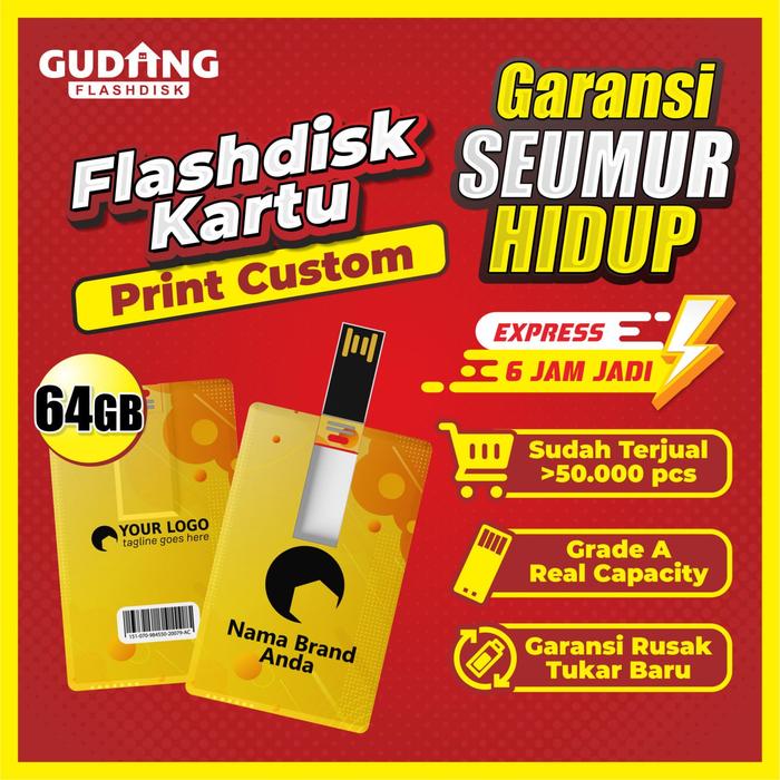 Jual Flashdisk Kartu Custom Satuan 64GB - USB Flash Disk Card Print 64 ...