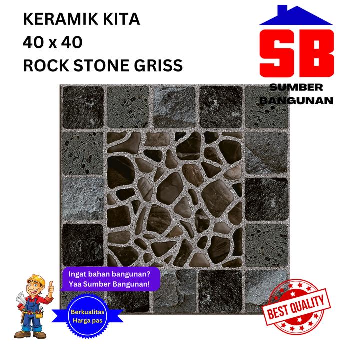 Jual KERAMIK KITA 40 X 40 MOTIF BATU ROCK STONE GRISS 40X40 KW1 LANTAI - Kab. Purwakarta ...