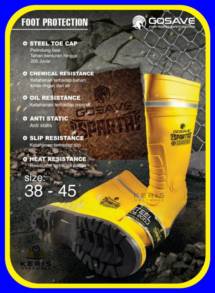 Jual Sepatu Boot Safety Rubber GOSAVE SPARTA Dengan Besi Pada Ujung ...