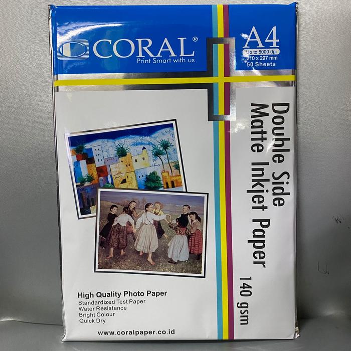 Jual Kertas Photo Inkjet Photo Paper Coral Double Side Matte A4 140 Gsm ...
