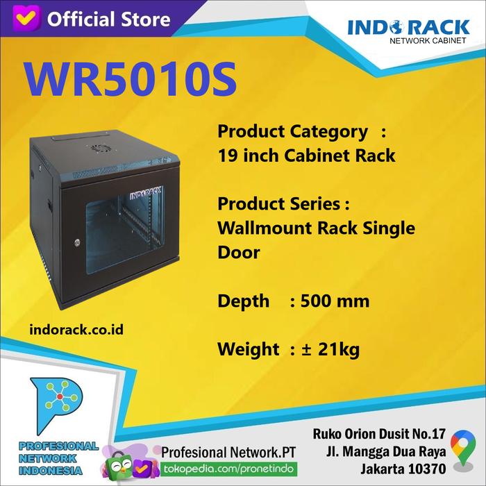 Promo WALLMOUNT INDORACK WR5010S 10U 500MM 19" SINGLE DOOR RACK SERVER MOUNT Cicil 0% 3x ...