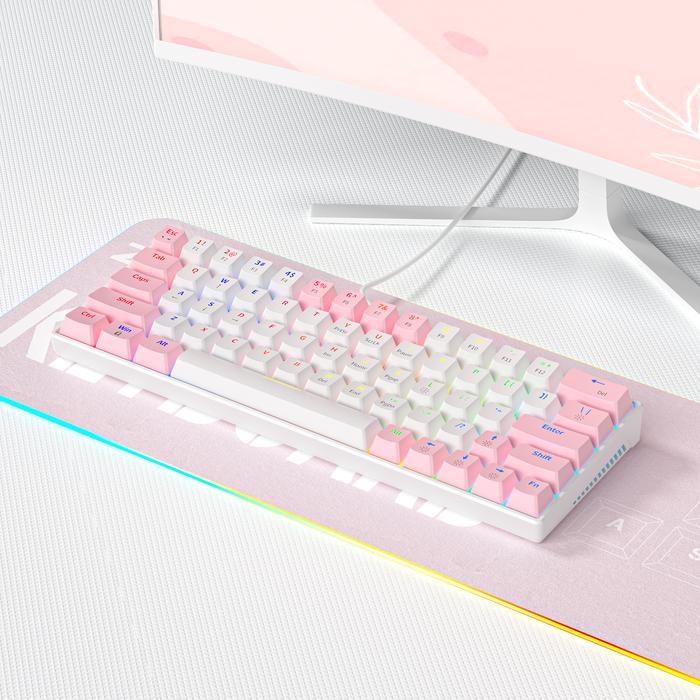 Jual Pink 63 Key Rgb Backlit Red Blue Switch Mechanical Keyboard ...