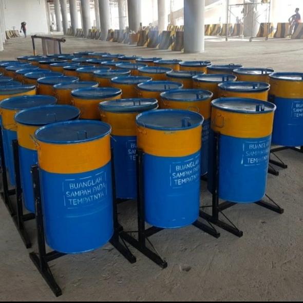 Jual tempat sampah /tong Sampah Besi 60 liter/drum besi/Tong sampah ...