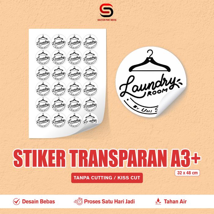Jual Cetak Logo Label Stiker Transparan A3+ Tanpa Cutting/ Kiss Cut ...