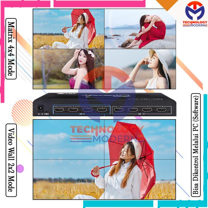Jual HDMI Matrix Switcher 4x4 Seamless Support Video Wall 2x2 (4 In 4 ...
