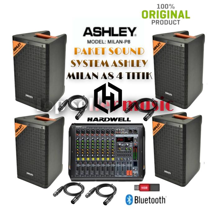 Jual PAKET SOUND SPEAKER ASHLEY MILAN P8 4 BUAH 8 INCH + POWER MIXER 8 ...