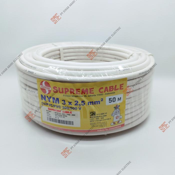 Jual Kabel Supreme Cable NYM 3x2.5 mm Tunggal Putih Roll 50M - Kota ...