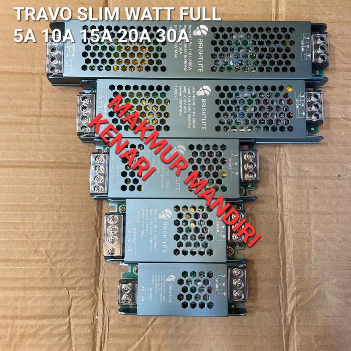 Jual TRAVO ADAPTOR POWER SUPPLY SLIM 12V 5A 10A 15A 20A 30A FULL WATT MURNI - 3a - Jakarta Pusat ...