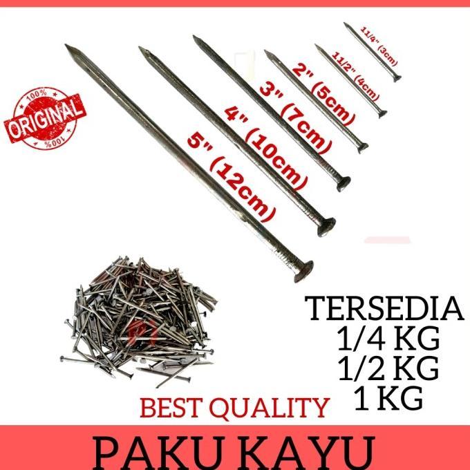 Jual Paku Biasa / Paku Kayu Banyak Ukuran 1 2 3 4 5 Inch Per 1/4 1/2 1 KG - 1 KG, 3 Inch ...