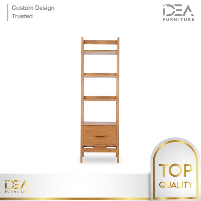 Jual Rak Buku Tinggi Unik Laci Kayu Jati Solid / Mid Century Bookshelf ...
