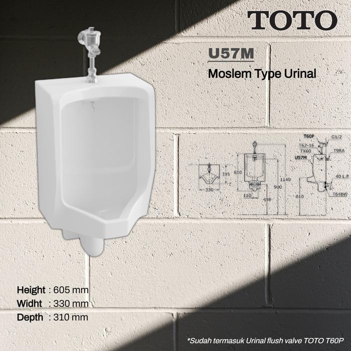 Jual Urinal TOTO U57M Complete Set / Urinoir U57M + Flush Valve T60P ...