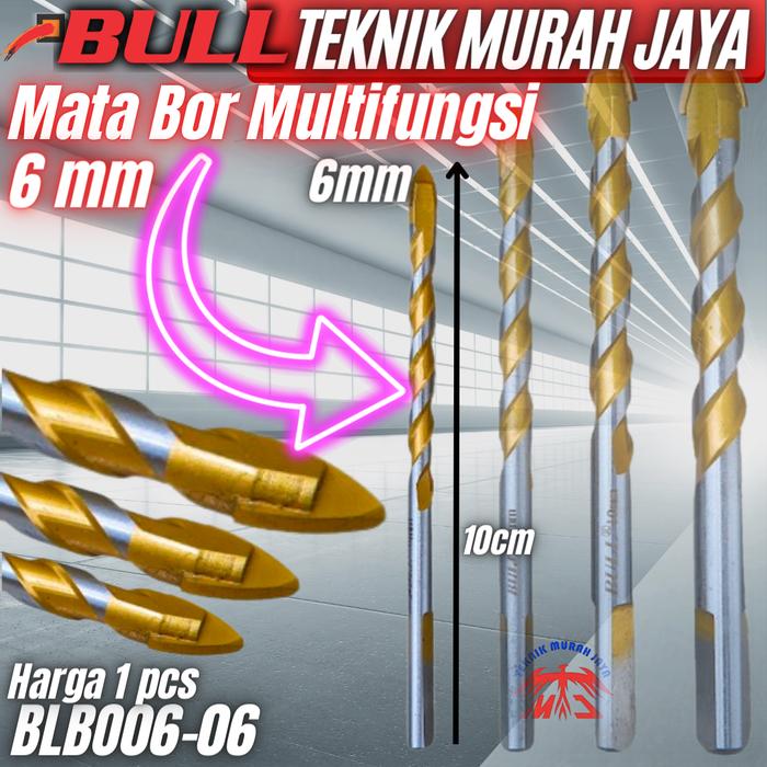 Jual BULL Mata Bor Multifungsi 6 mm Kayu Besi PVC Granit Beton Keramik ...