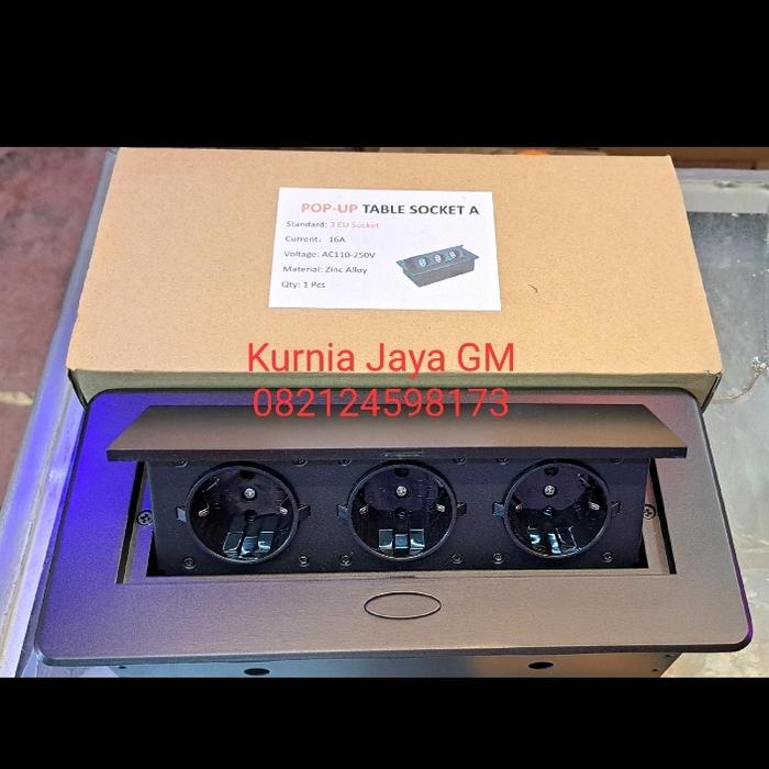 Jual Stop Kontak Meja Tanam 3 EU, 2 Universal POP UP Table Socket Besi ...