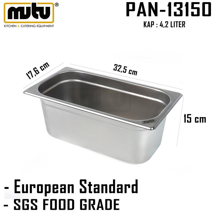 Jual food pan 1/3 ketinggian 15 cm stainless steel Mutu PAN-13150 ...