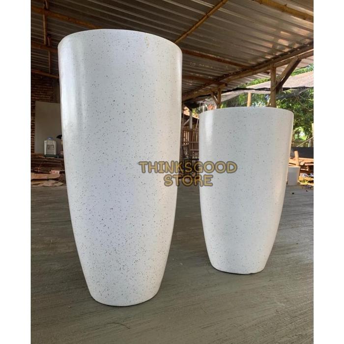 Jual POT BUNGA JUMBO TINGGI 60 CM MODEL TERASO SEMEN TERAZZO MINIMALIS ...