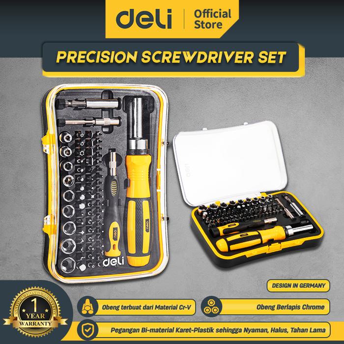 Promo Deli Obeng Set Presisi / Screwdriver Set 65 Pcs Cr-V Perkakas ...
