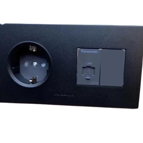 Jual Panasonic Stop Kontak + Outlet Port Data CAT6e WESJ eStyle Black ...