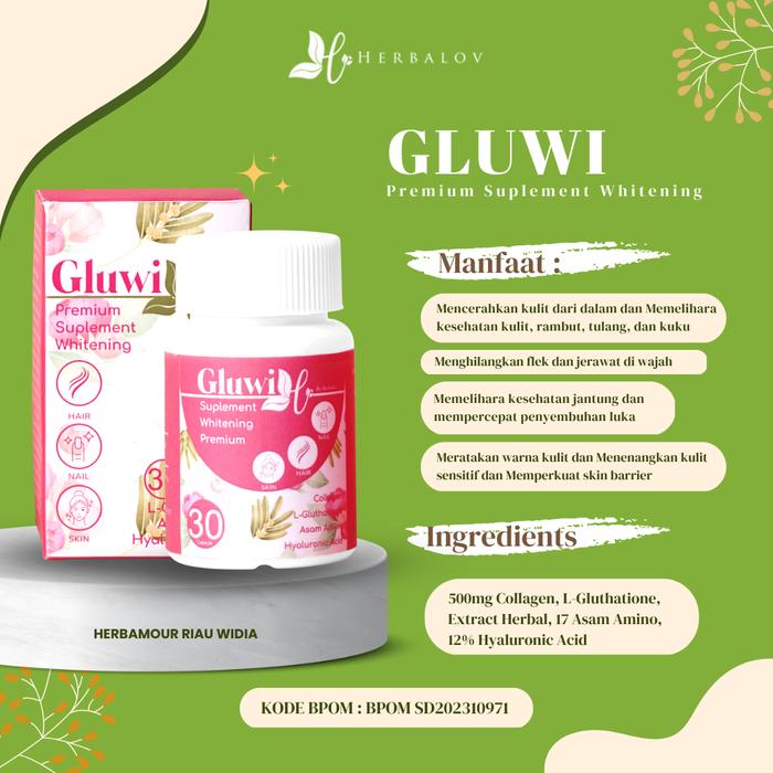 Jual GLUWI HERBALOV SUPLEMEN COLLAGEN PENCERAH KULIT AMAN BPOM KAPSUL ...