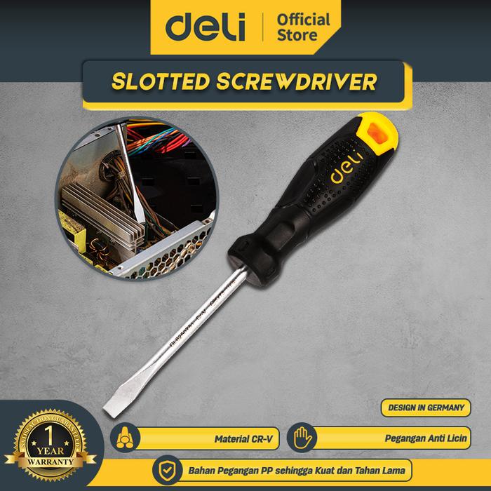 Promo Deli Slotted Screwdriver / Obeng Minus Berbagai Ukuran Cr-V ...