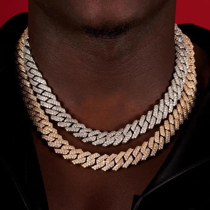 Jual 14mm iced out cuban link kalung rapper pria hip hop perhiasan ...