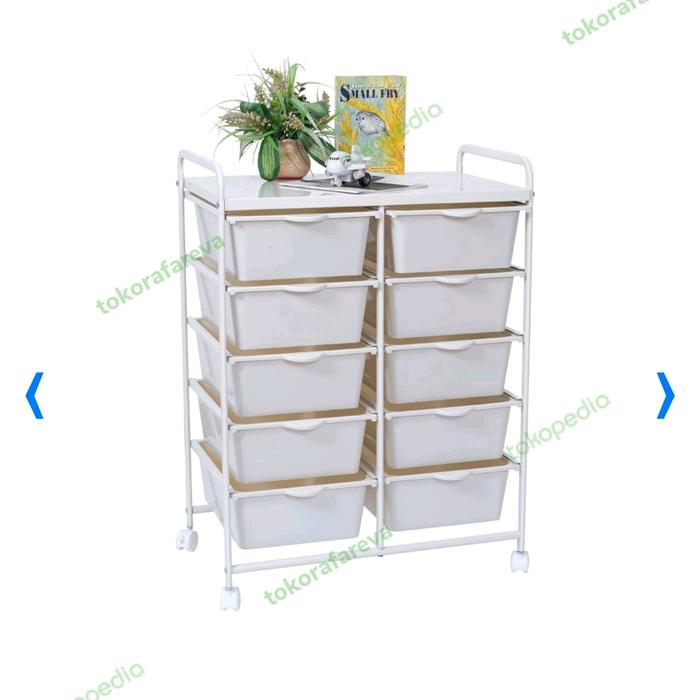 Jual Laci drawer plastik & besi Coating 10 slot drawer Warna putih STR ...
