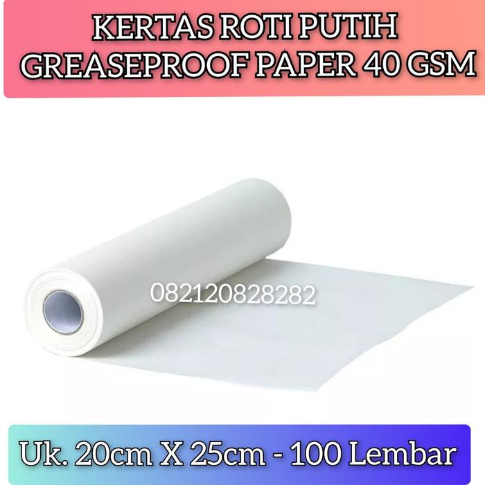 Jual 100 Lembar KERTAS ROTI PUTIH / GREASEPROOF PAPER WHITE 40GSM ...