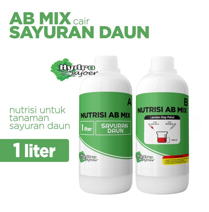 Jual Nutrisi Ab mix Hidroponik Sayuran Daun Umum Cair 1 Liter ...