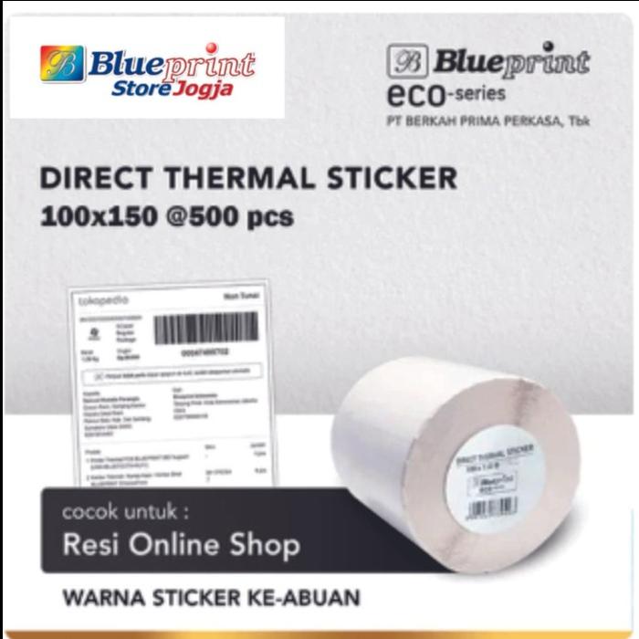 Jual Direct Thermal Sticker Label Resi BLUEPRINT ECO 100x150 mm isi 500 pcs - Kota Yogyakarta ...