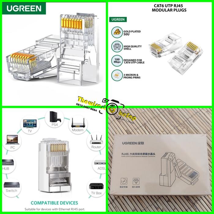 Jual UGREEN Konektor RJ45 Cat6 Gigabit Modular Plug LAN Connector 60558 ...