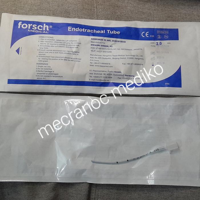 Jual ETT clear Uncuff no 2 2,5 3 3,5 4,5 5 endotracheal tube tanpa ...