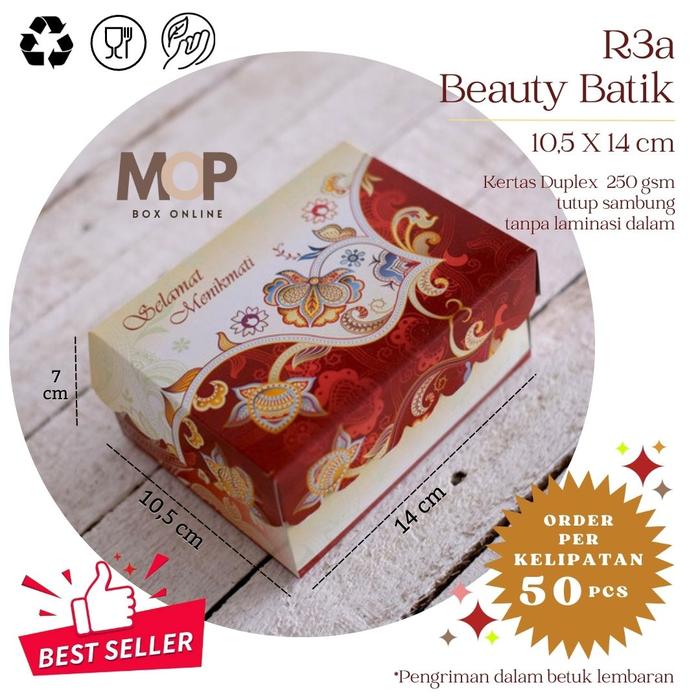 Jual 50pcs Dus Roti Kotak Kue Cantik R3A Beauty BATIK Kotak 14x10 Box ...