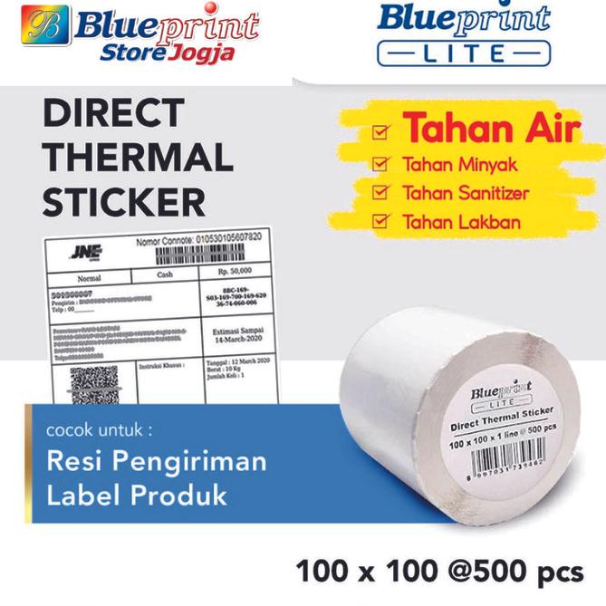 Jual Direct Thermal Sticker Label Resi BLUEPRINT Lite 100x100 mm 500Pcs - Kota Yogyakarta ...