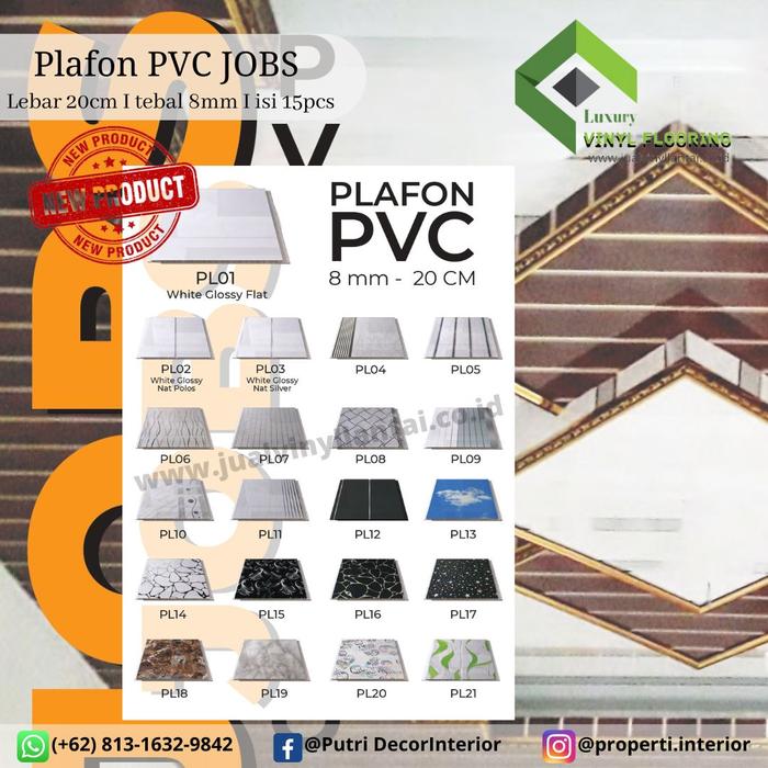 Jual produk Plafon pvc JOBS lebar 20cm tebal 8mm panjang by request max ...