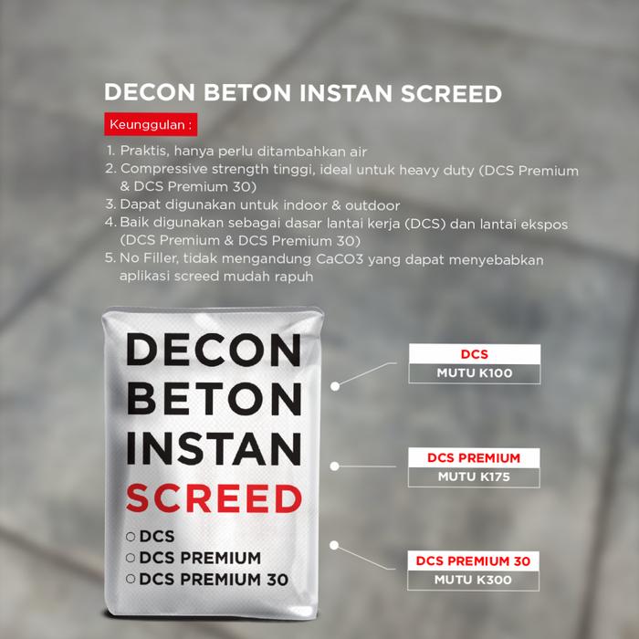 Jual DECON SCREED BETON INSTANT K300 50 KG - Kab. Bekasi - Bumi ...