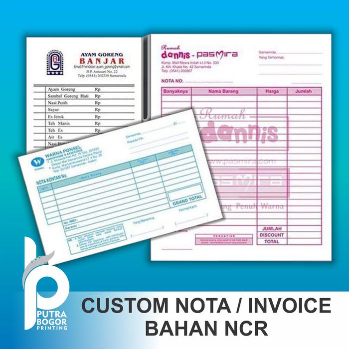 Jual NOTA / INVOICE CUSTOM DESAIN DAN UKURAN BAHAN NCR TEMBUS - 2 PLY 2 ...