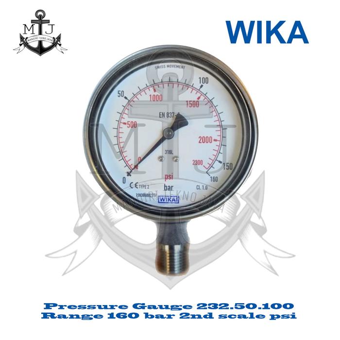 Jual WIKA Pressure Gauge 232.50.100 Range 160 bar 2nd scale psi ...