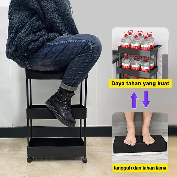 Jual Rak Susun Roda 4 Tingkat Rak Troli Serbaguna Rak Susun Kamar Mandi ...
