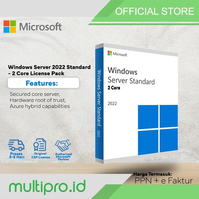 Promo Windows Server 2022 Standard 2 Core License Pack Csp Medialess