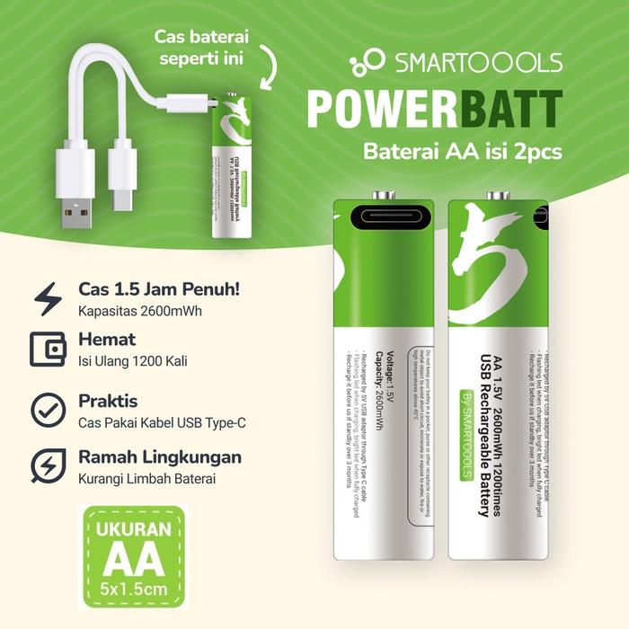 Promo Baterai AA Smartoools PowerBatt USB Type-C Rechargeable - Jakarta Barat - Tricom ...