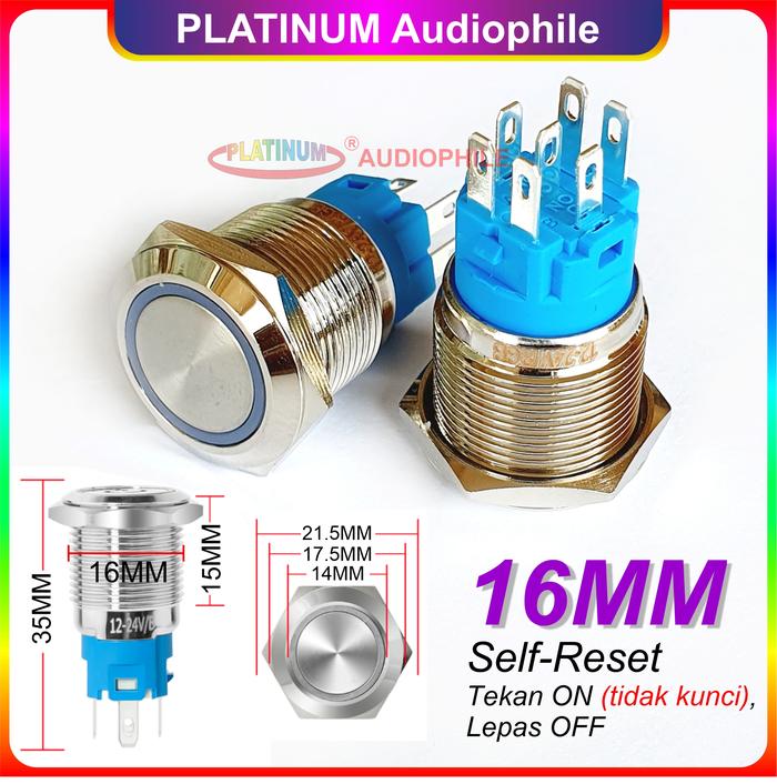 Jual Saklar On Off Stainless RGB LED Metal Push Button Switch RGB 16MM ...